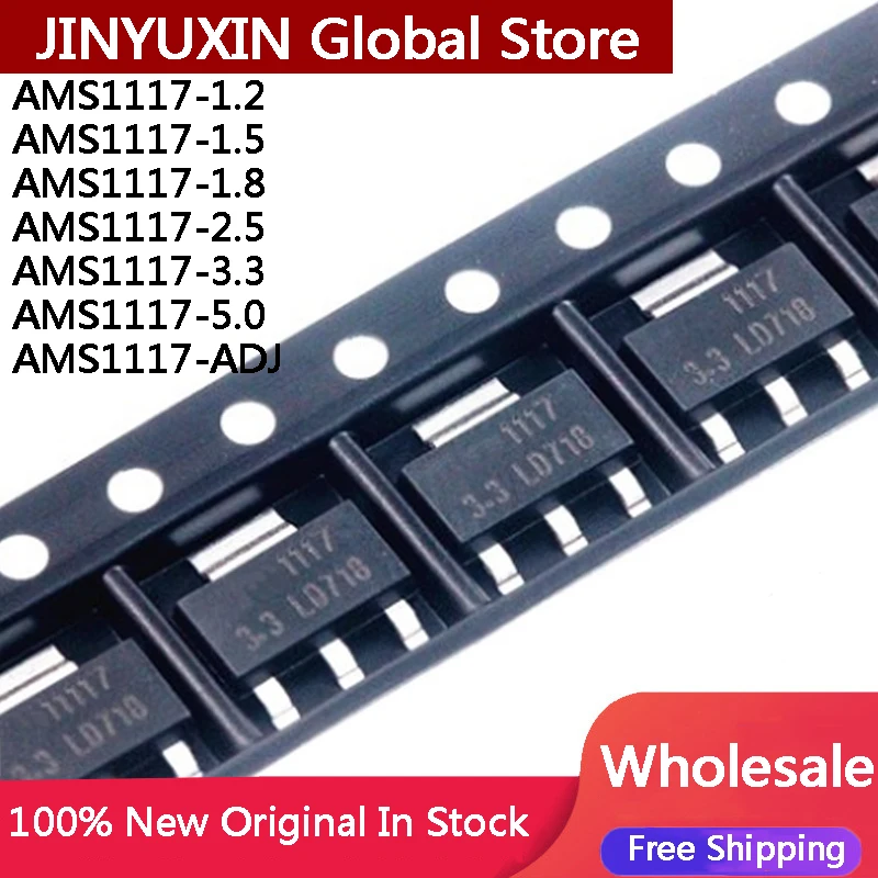 100PCS-AMS1117-AMS1117-1-2-AMS1117-1-5-AMS1117-1-8-AMS1117-2-5-AMS1117 ...