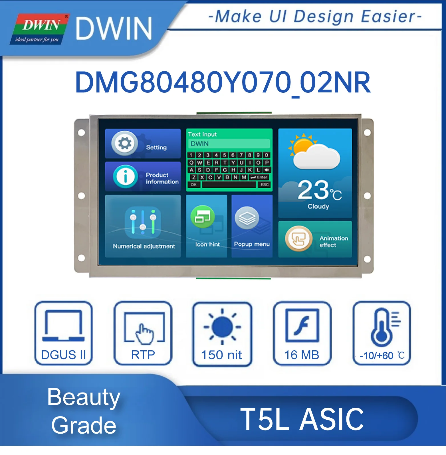 DWIN-7-Inci-800X480-Modul-Display-HMI-TFT-LCD-Panel-Sentuh-Resistif-TN ...