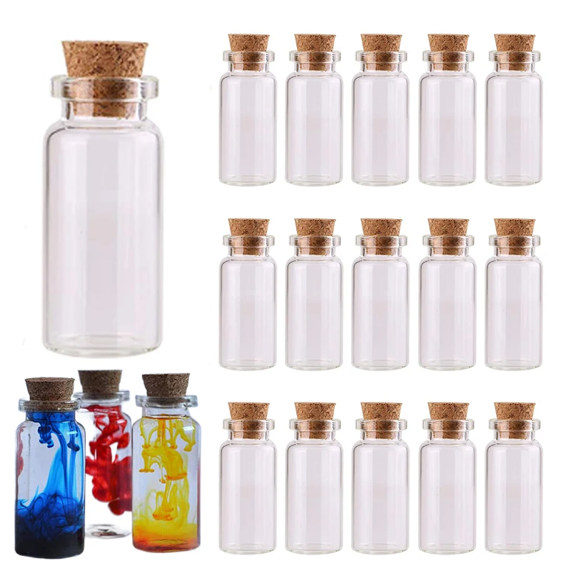 Minibotellas-de-vidrio-transparente-con-tapones-de-corcho-para-decoraci ...