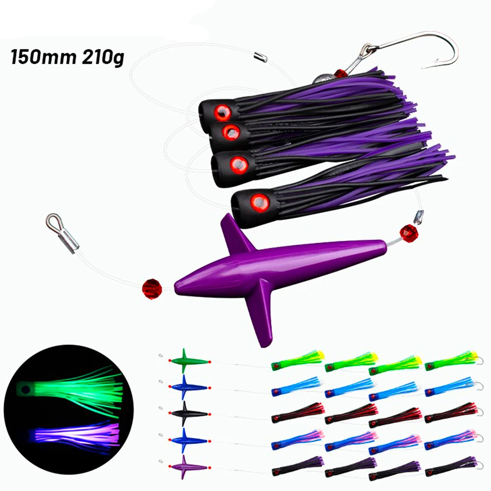 Fishing-Teaser-Rigged-Feather-Bird-Trolling-Lure-Squid-Tuna-Daisy-Chain ...