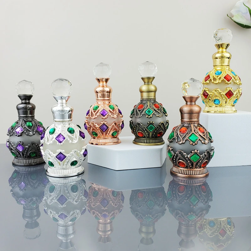1PC Vintage Metal Perfume Bottle Arab Style Essential Oils Dropper ...