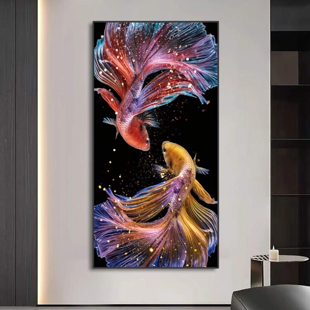 1pc Abstract Koi Canvas Painting Wall Art Fish Posters And Prints Carp ...