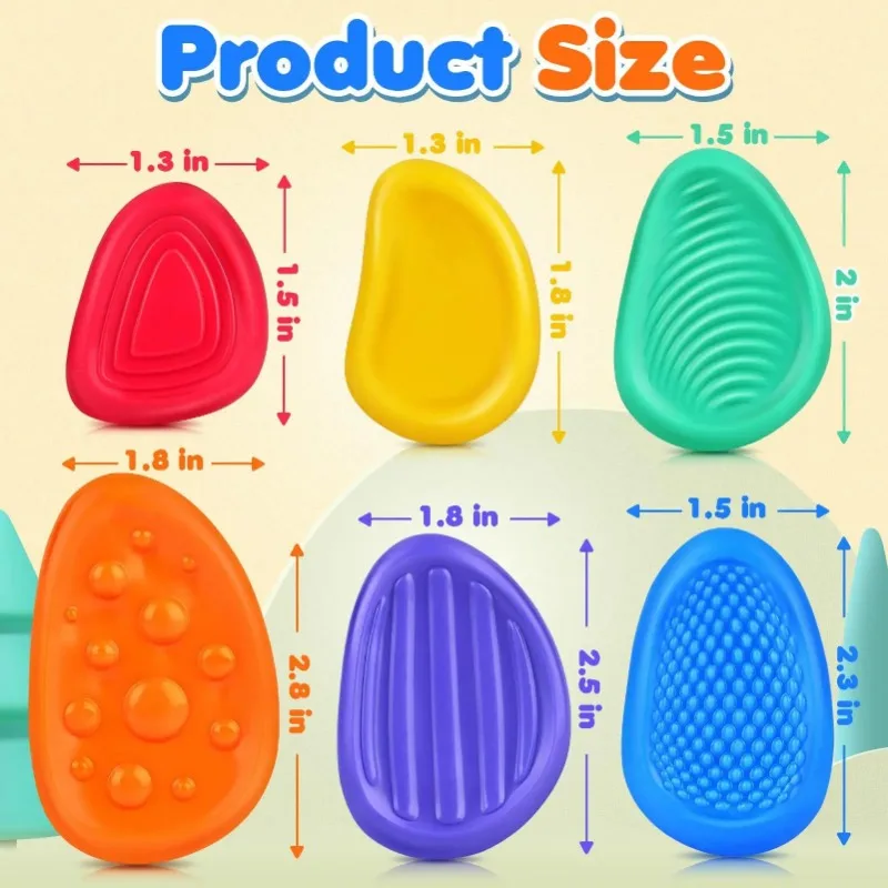 2025 New Fidget Toys Adults Sensory Silicone Stone 6 Pack Textured for ...