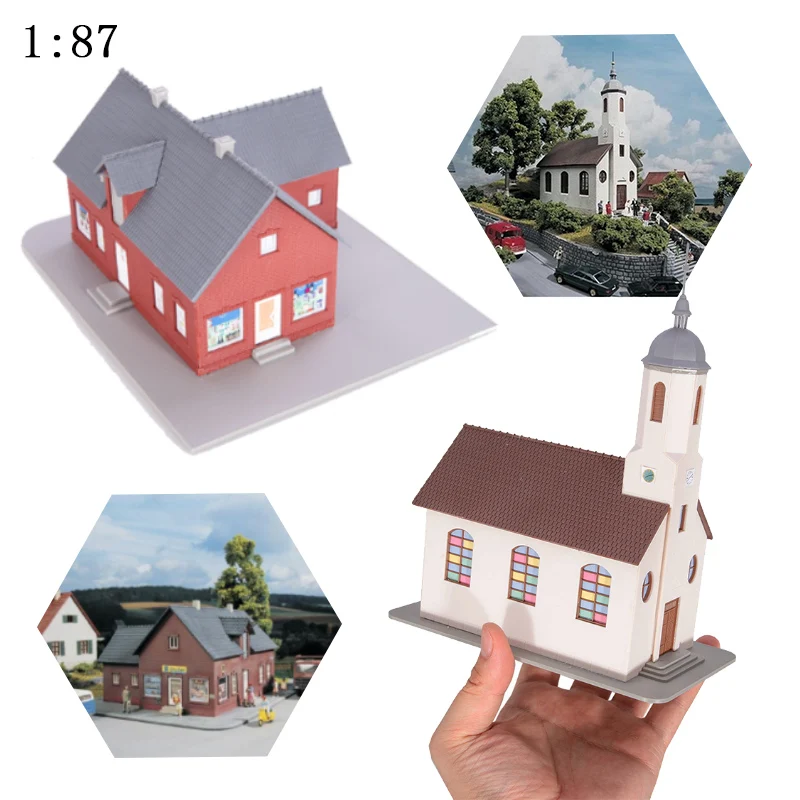 HO-Scale-1-87-Miniature-European-Shop-Church-Assembled-Model-Toys-For ...
