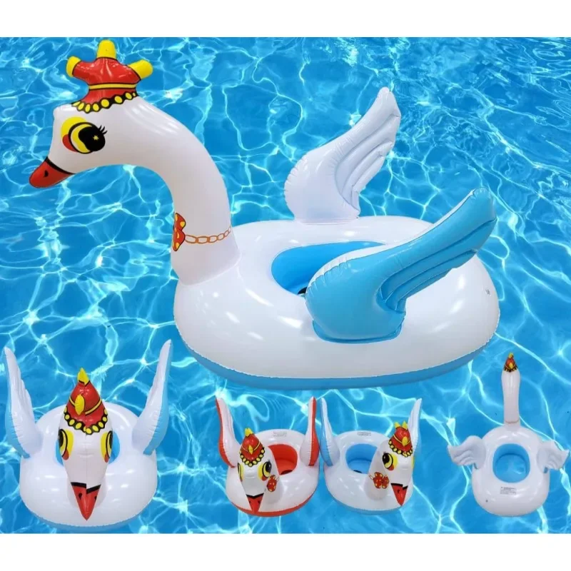 Summer children's inflatable swimming toy cartoon crown swan swimming ...