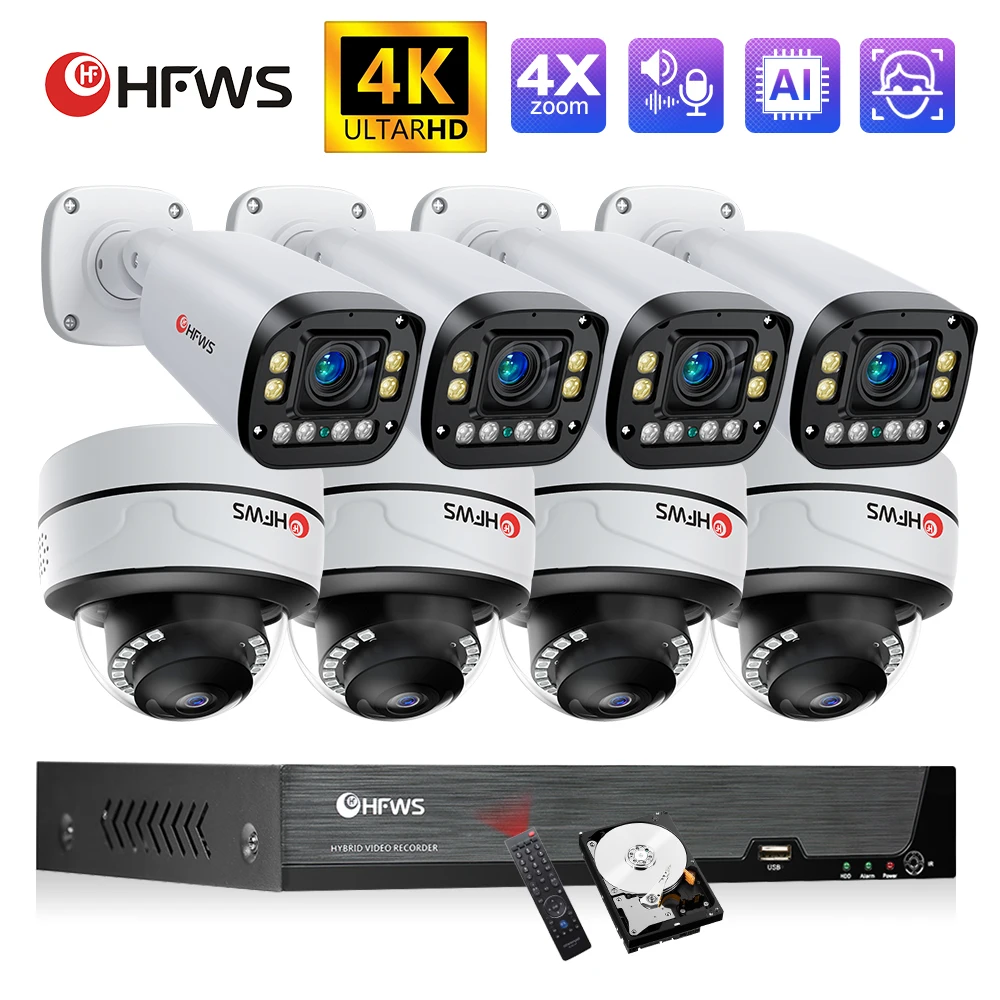 4K 8MP 4x Zoom Auto Focus Video Surveillance Cameras Kit 8CH Nvr ...