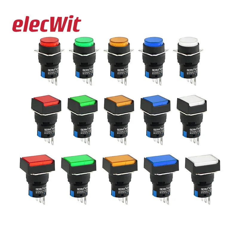 LA16-push-button-switch-with-lamp-self-reset-and-self-locking-square ...