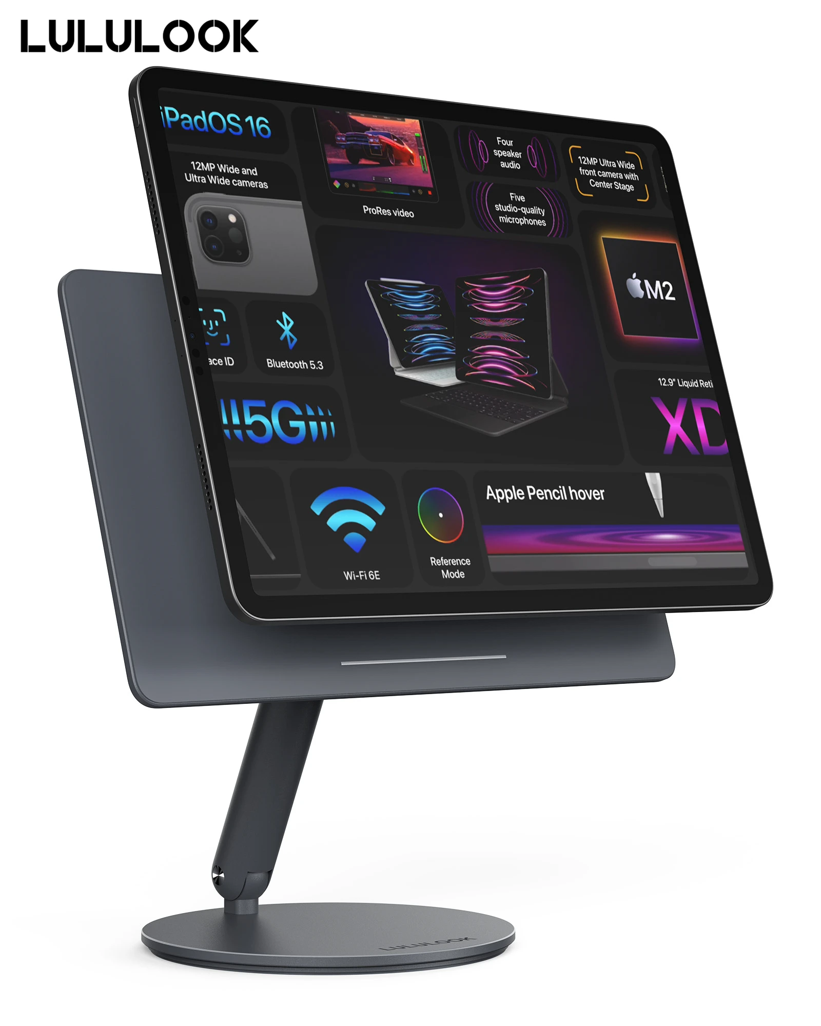 Lululok Suporte Magnético Para Ipad Pro, Base De Rotação De 360 ...