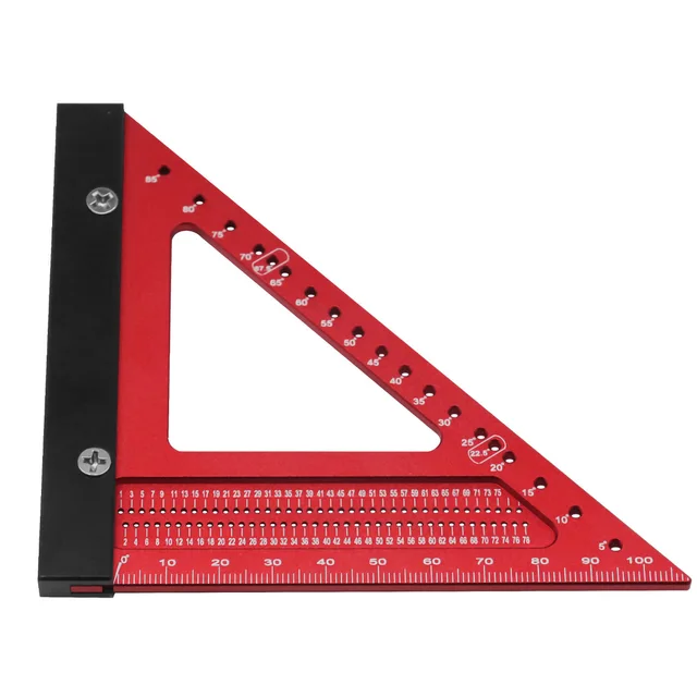 Aluminum Alloy Metric Woodworking Triangle Ruler Carpenters Square Hole ...