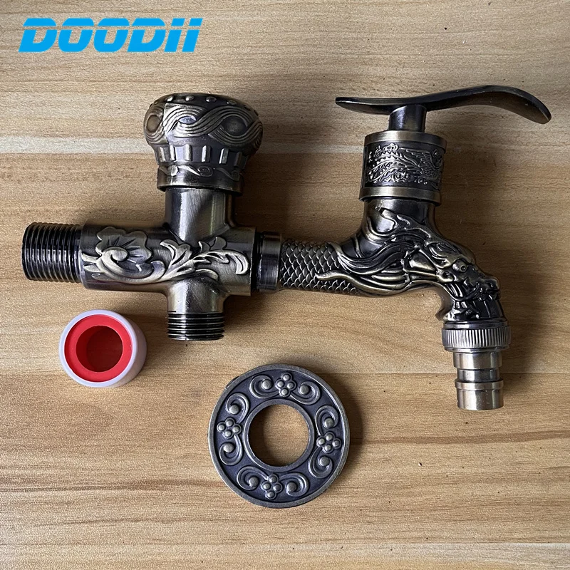 Free Shipping Zinc Alloy/Brass Washing Machine Garden Faucet Carved ...