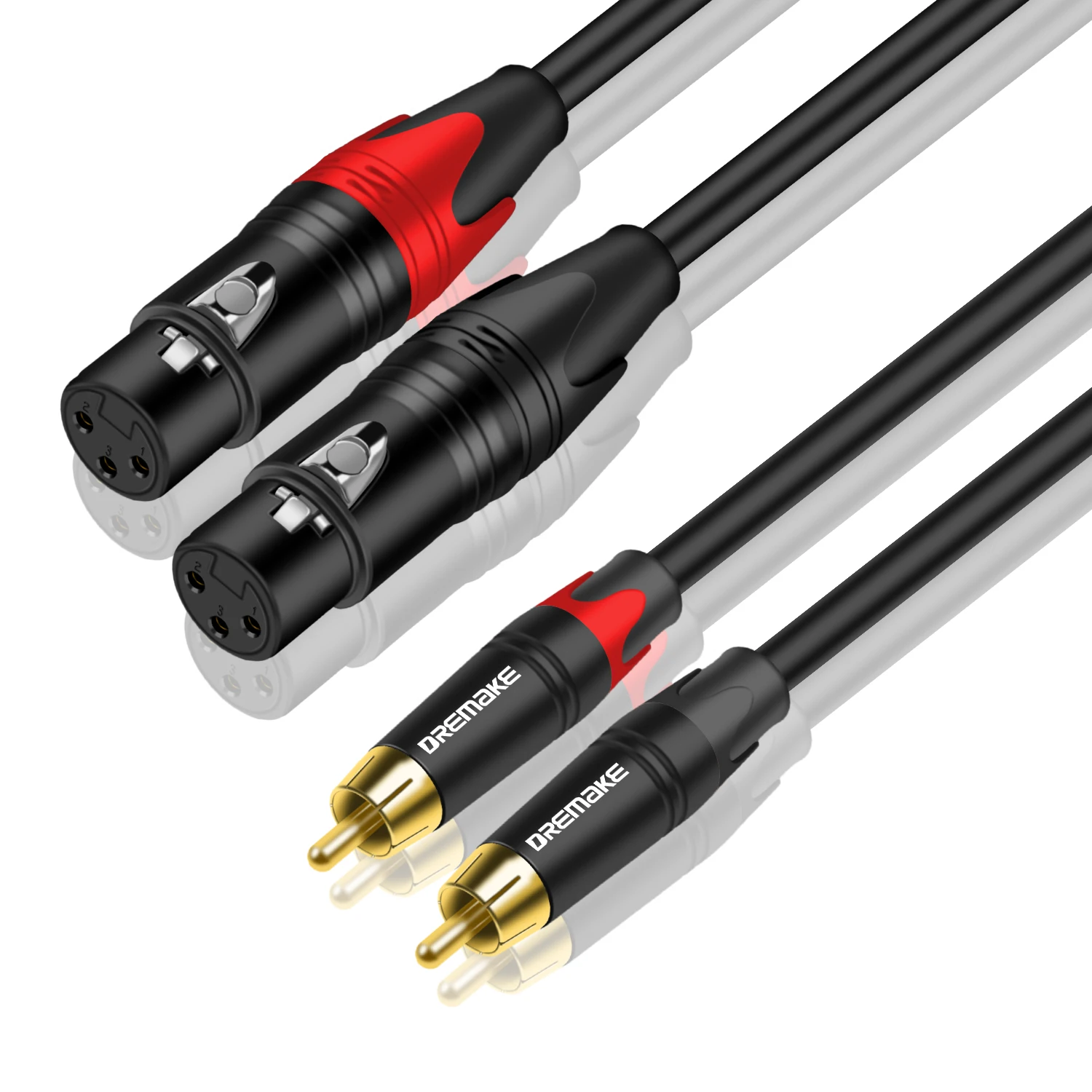 DREMAKE RCA to XLR 오디오 케이블 듀얼 RCA 플러그 듀얼 XLR 3 핀 마이크 케이블 2 XLR 2 RCA ...