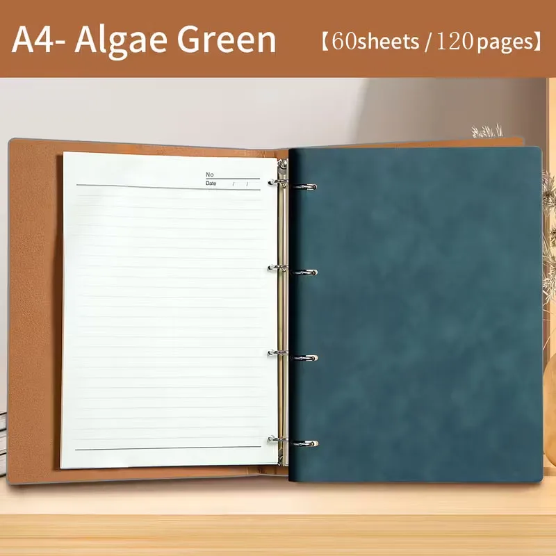 A4 Notebook with Hard Cover & Perforated Refillable Pages - PU Binding ...