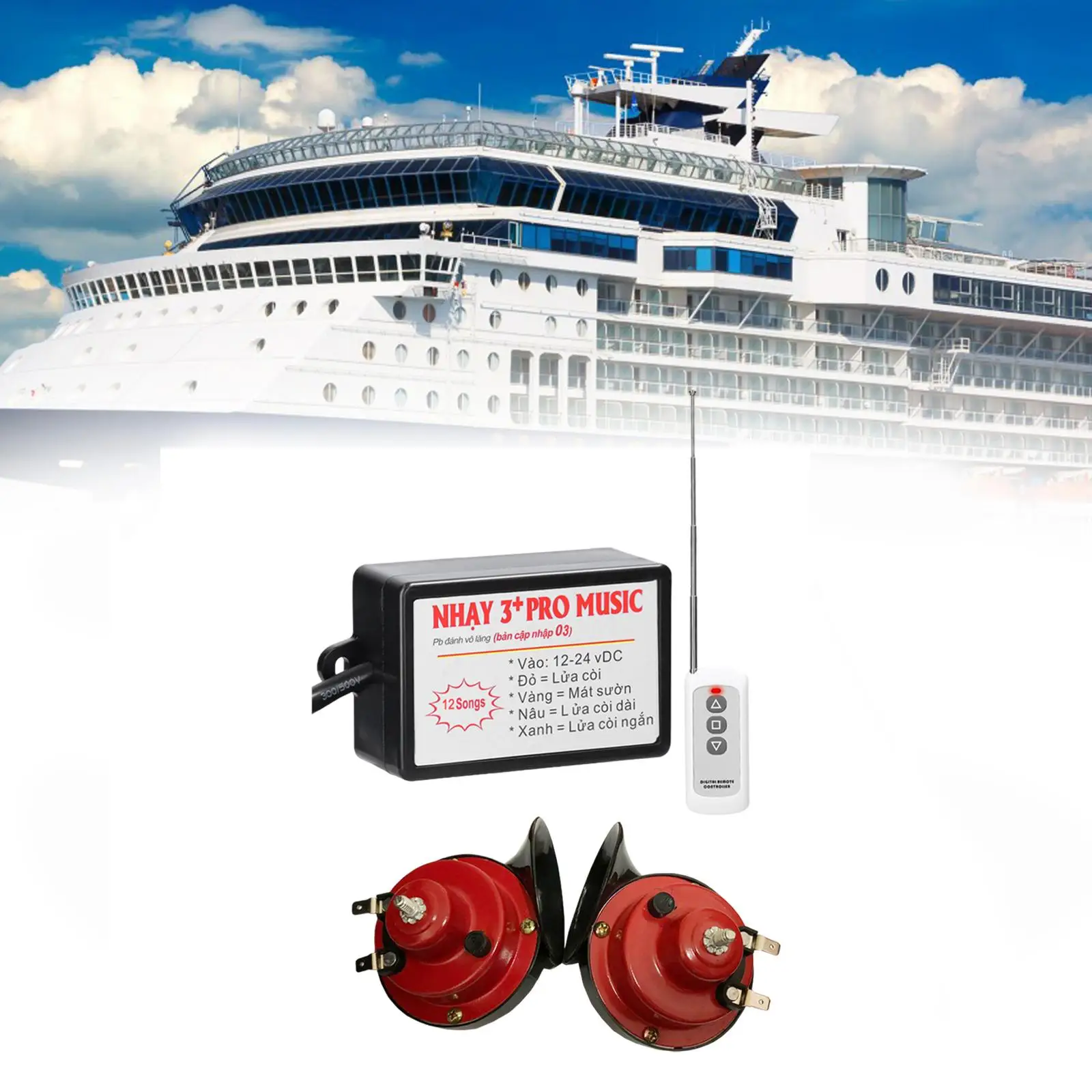 Remote-Control-Double-Horns-Electric-Snail-Horn-Car-Horn-Kit-12V-24V ...