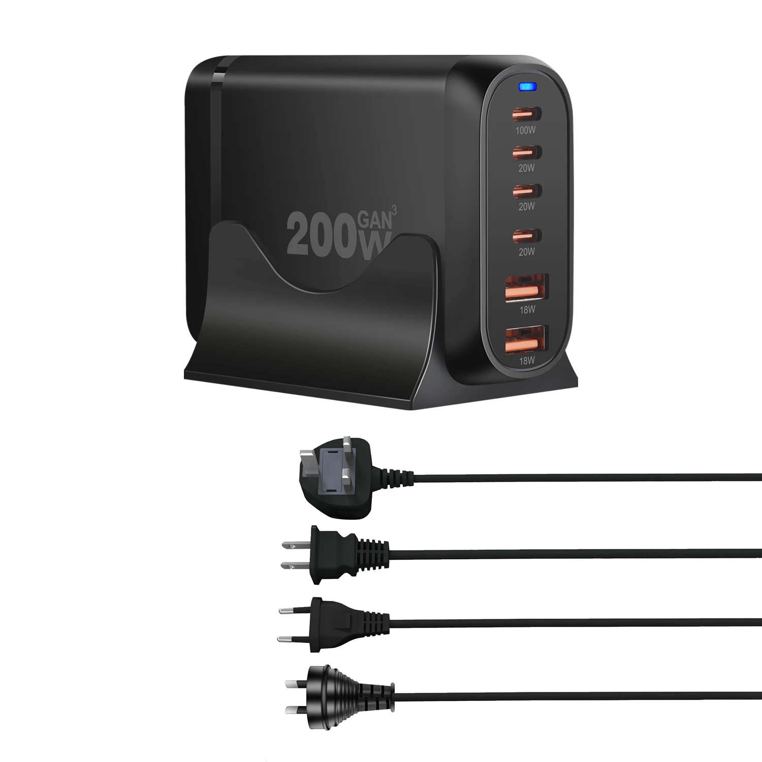 200W-GaN-Charger-6-Ports-USB-Type-C-PD-Charger-Quick-Charge-3-0-USB ...