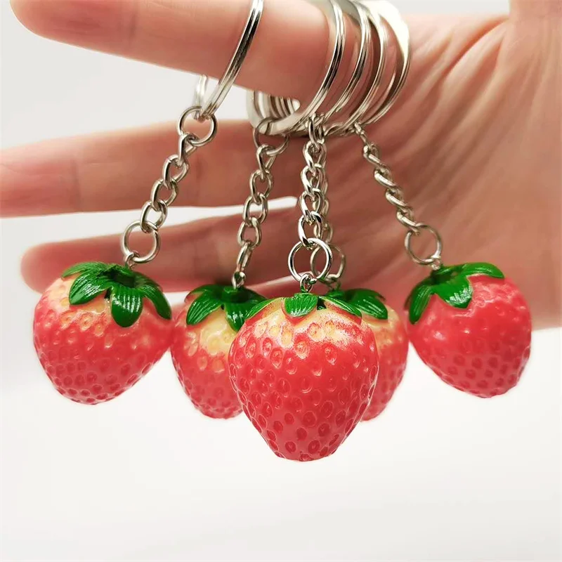 Creative-Realistic-Strawberry-Keychain-For-Women-Girl-Jewelry-3CM-Cute-Fruit-Car-Key-Holder ...