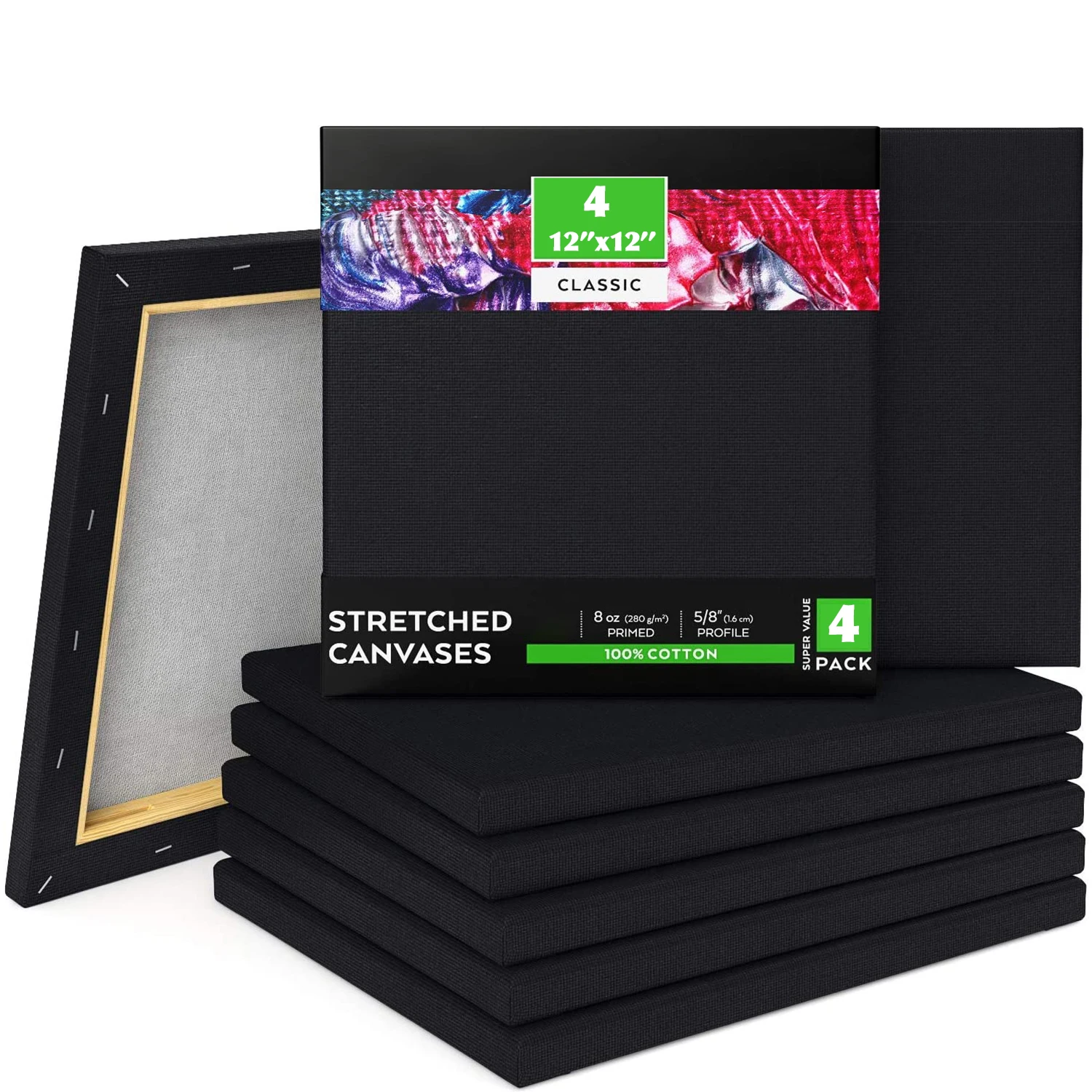 Lienzos de pintura negra para pintar, lienzo negro en blanco de 30x30cm ...