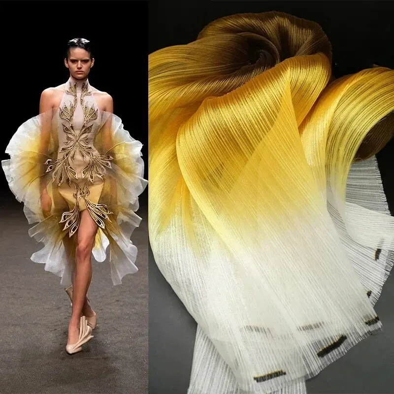 Gradient-Color-Pleated-Texture-Pleated-Organza-Mesh-Fabric-DIY-Shape ...