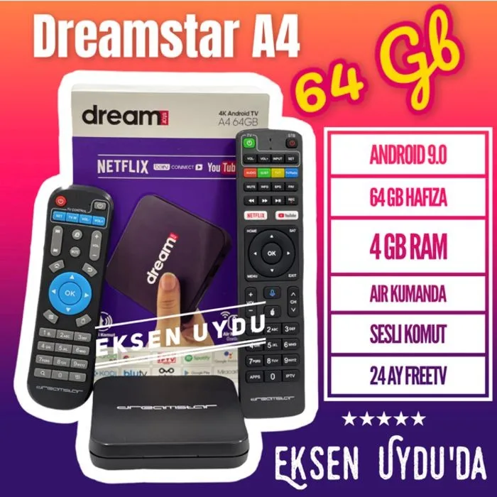 Dreamstar A4 Android 9.0 64 Gb Memory Tv Box - 4 Gb Ram 64 Gb Memory-Air Control-Voice Command ...