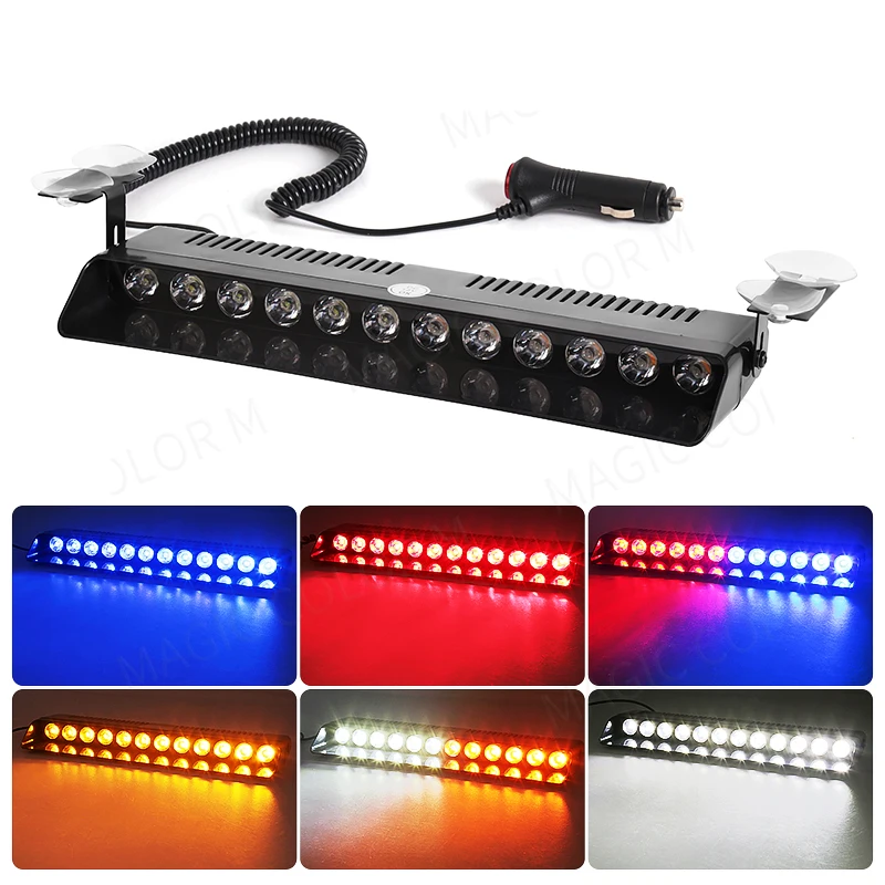 12-LED-Car-Strobe-Light-Flash-Warning-Signal-Beacon-Police-Fireman ...