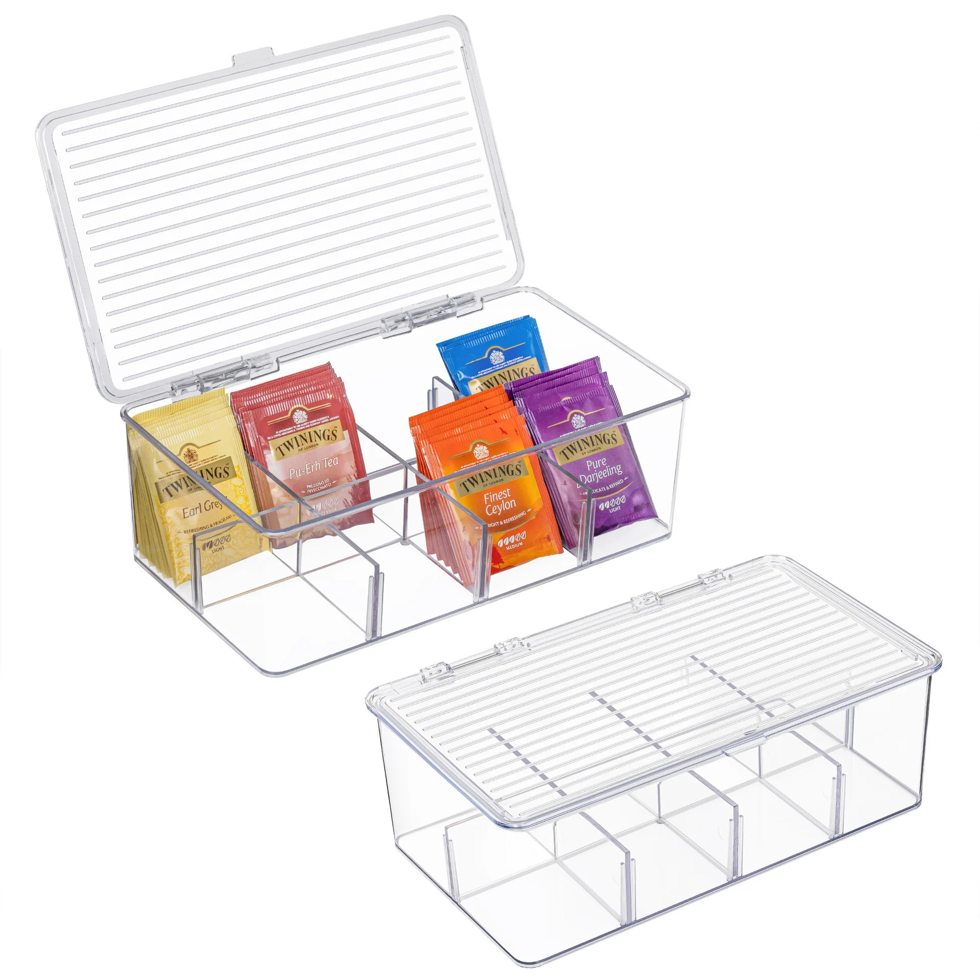 New-Plastic-Transparency-8-Grids-Food-Storage-Box-Stackable-Tea-Bag ...