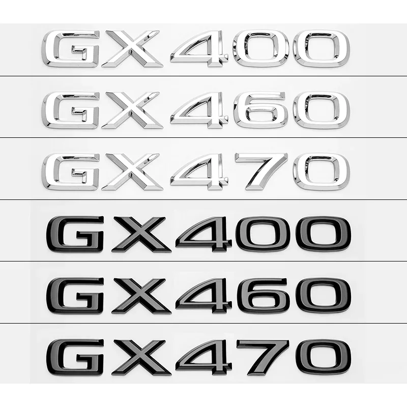 3D-Chrome-Glossy-Black-ABS-Letters-Number-GX400-GX460-GX470-Emblem-For ...