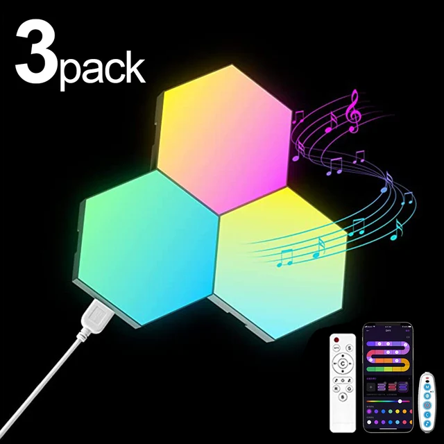 20/12/8/3 Pack Hexagon Lights Wall RGB Panel Smart APP Hexagonal ...