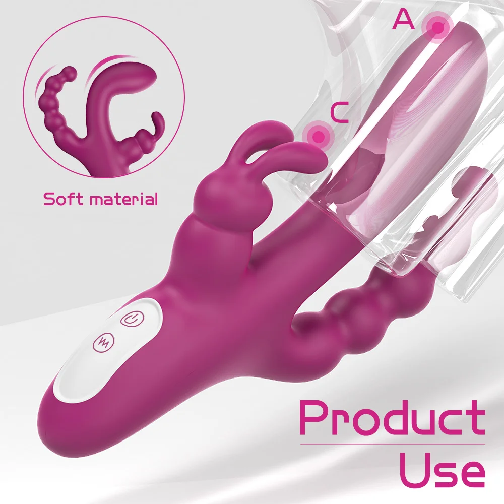 Triple Curve G Spot Dildo Vibrator Female Masturbation Rabbit Vagina Anal Clitoris Stimulator ...