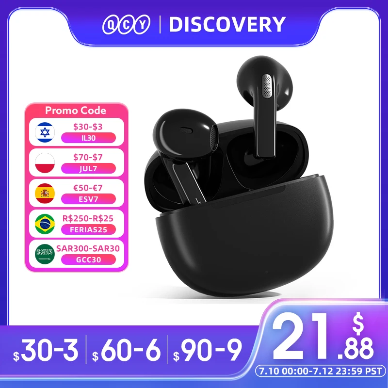 QCY T20 Wireless Headphones Bluetooth 5.3 TWS Earphones 13mm Big Driver HIFI Headset 4 Mics ENC ...