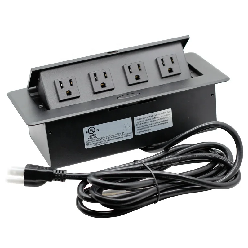 4 US Power Hidden Connection Box Pop Up Desk Power Socket For Office ...