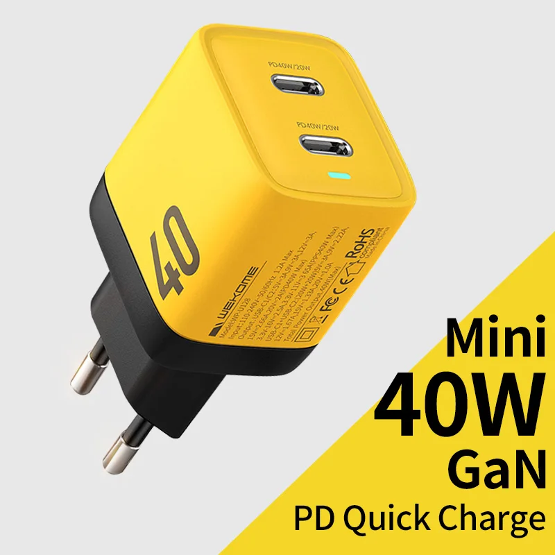 Wekome-ポータブル充電器40W,急速充電付きUSB Cタイプ充電器,iPhone 14 13 12 pro max 11 ipad macbook用,40w