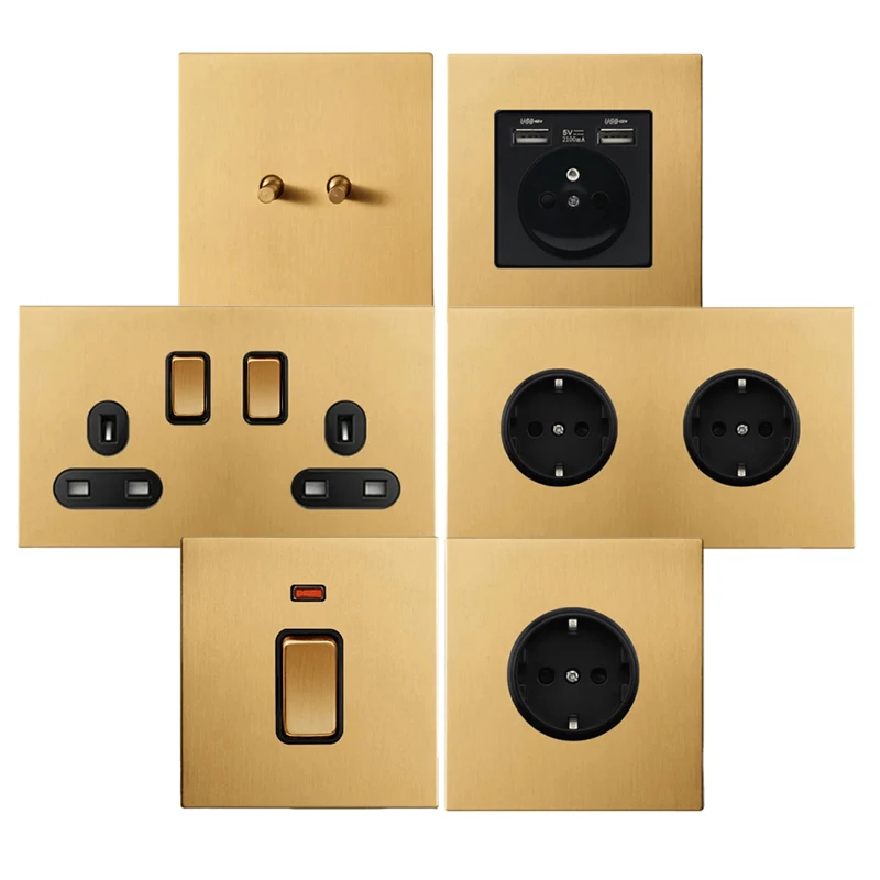 Gold-Brushed-Stainless-Steel-Metal-Toggle-Wall-Light-Switch-EU-FR-UK ...