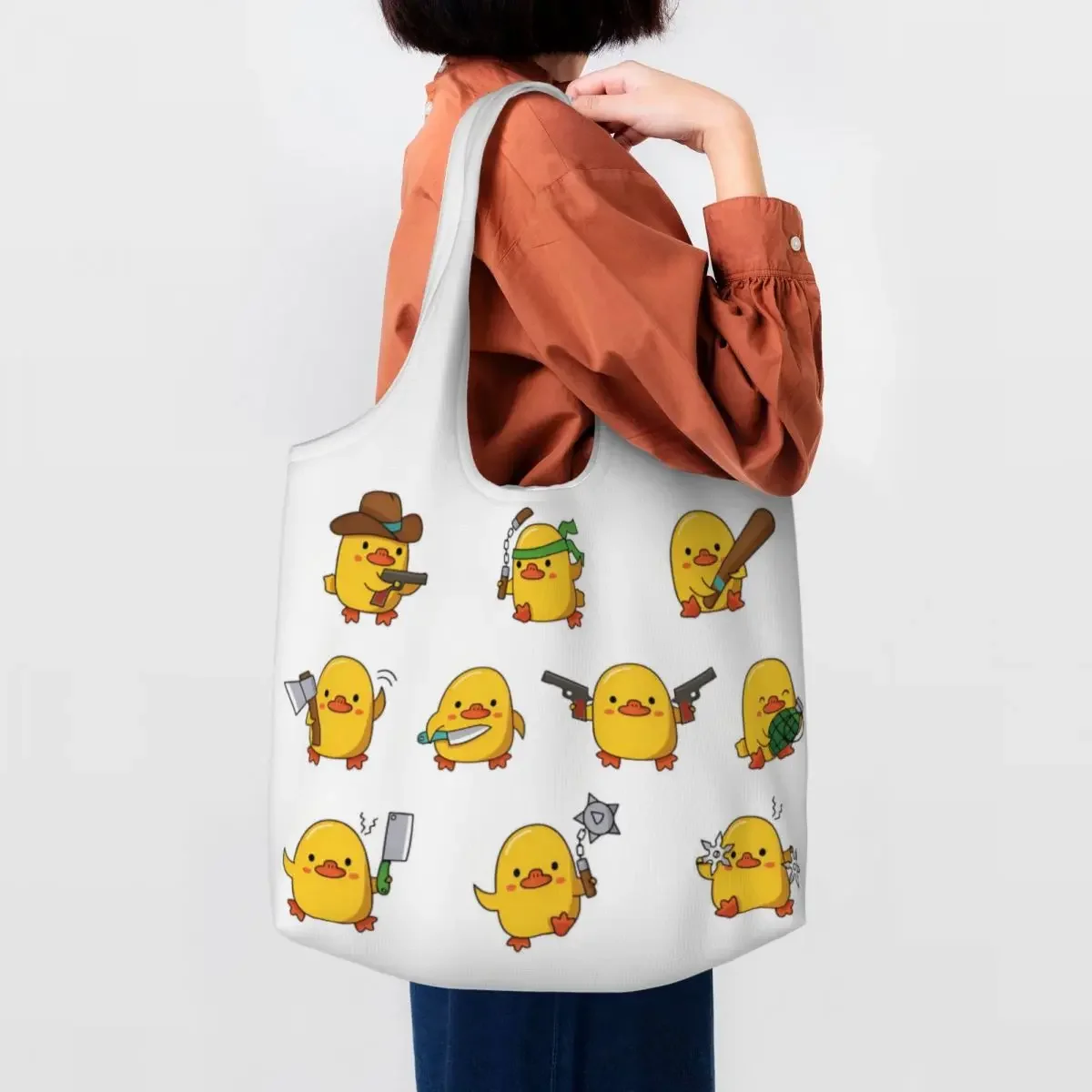 Custom-Set-Of-With-Dangerous-Cute-Ducks-Canvas-Shopping-Bag-Women ...
