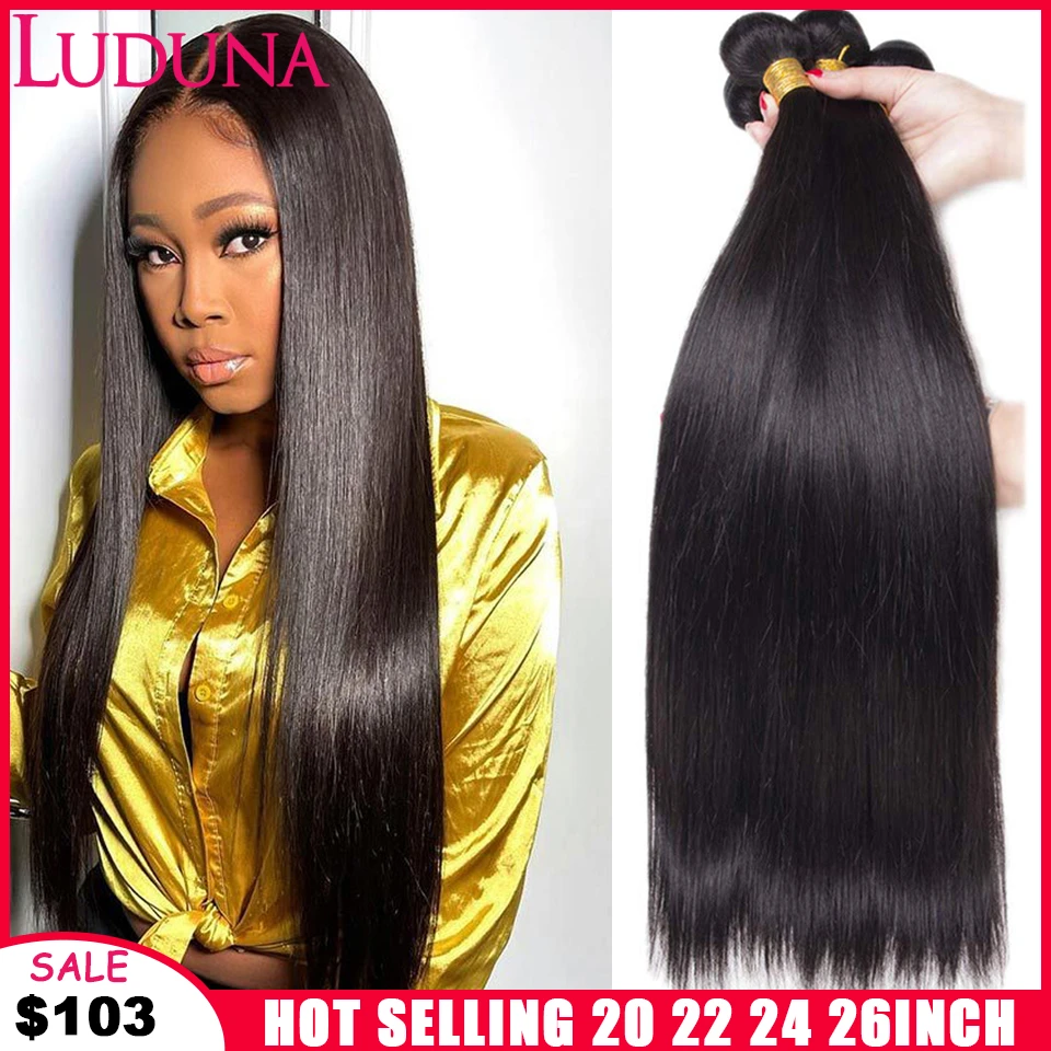 Luduna 30 32 Straight Bundles Malaysian Human Hair Bundles 1/3/4 Pcs ...