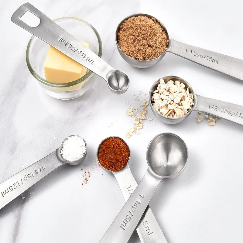 6-piece set of stainless steel measuring spoons for baking tools ...