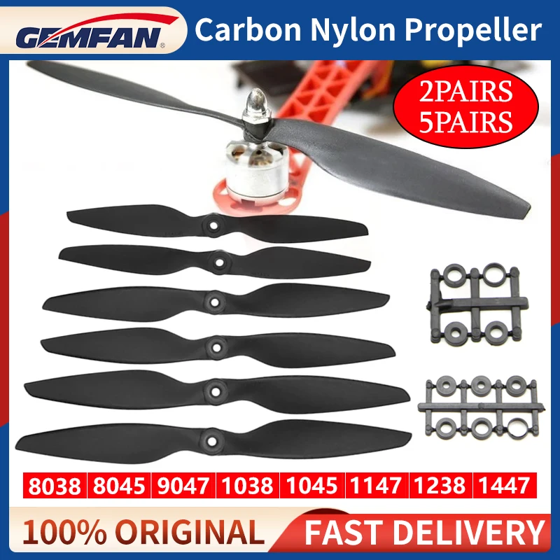2/5Pairs Gemfan Carbon Nylon Propeller CW/CCW Props 8038 8045 9047 1038 ...