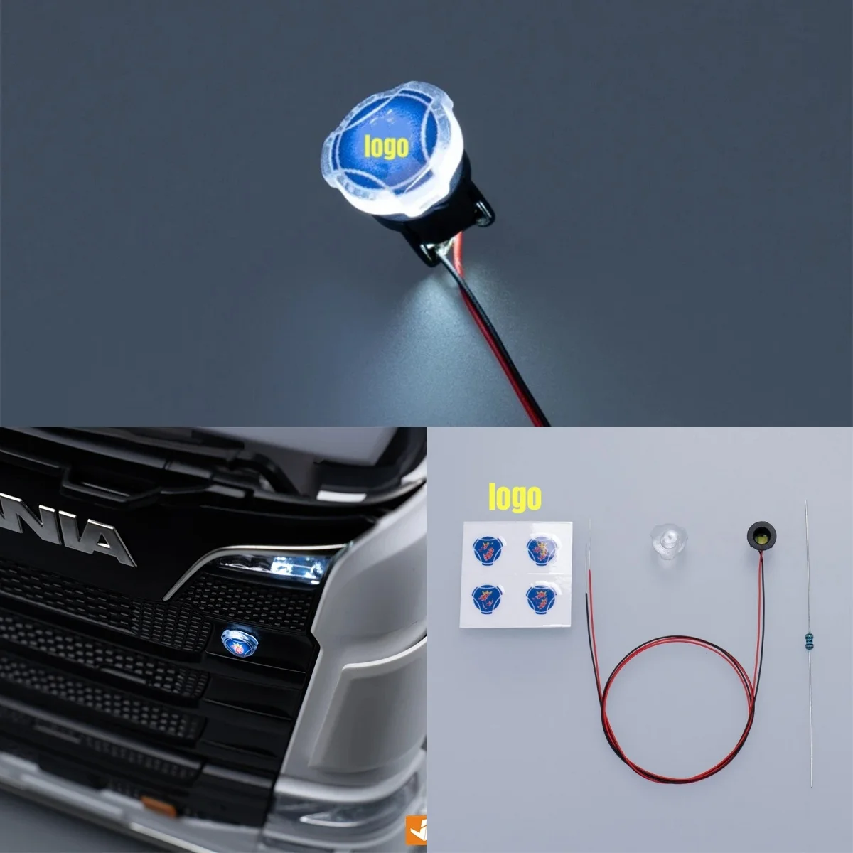 Chicken Head Glow Icon LED Front Face Light for 1/14 Tamiya RC Truck ...