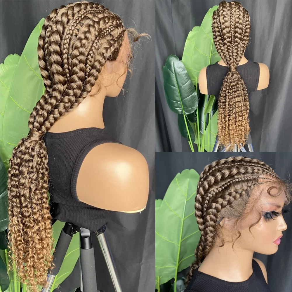 Synthetic-Lace-Front-Cornrow-Braids-Wigs-28-Inch-Double-Dutch-Braids ...
