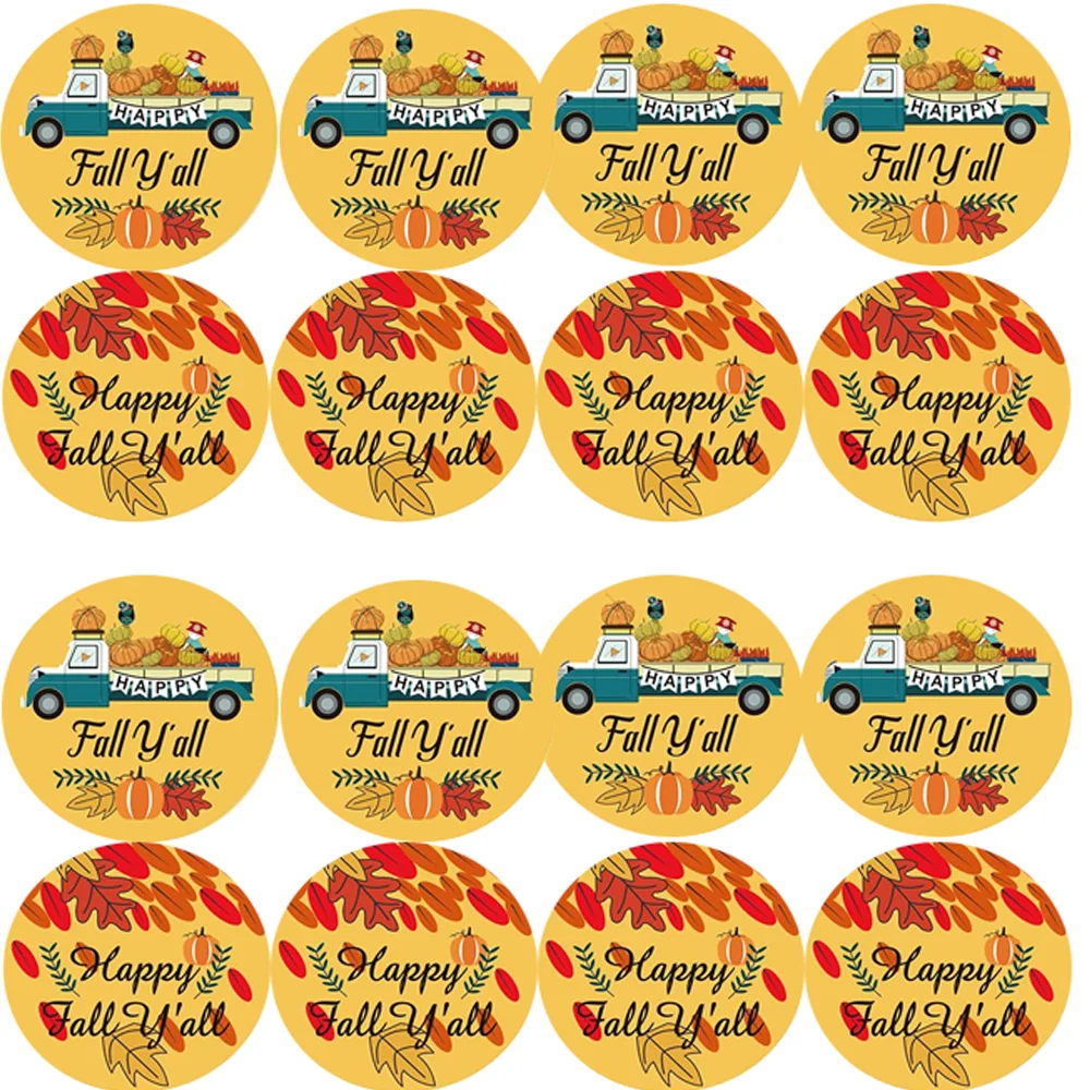 500 Pcs Happy Fall Y'all Stickers Thanksgiving Stickers Label 1.5 Inch ...