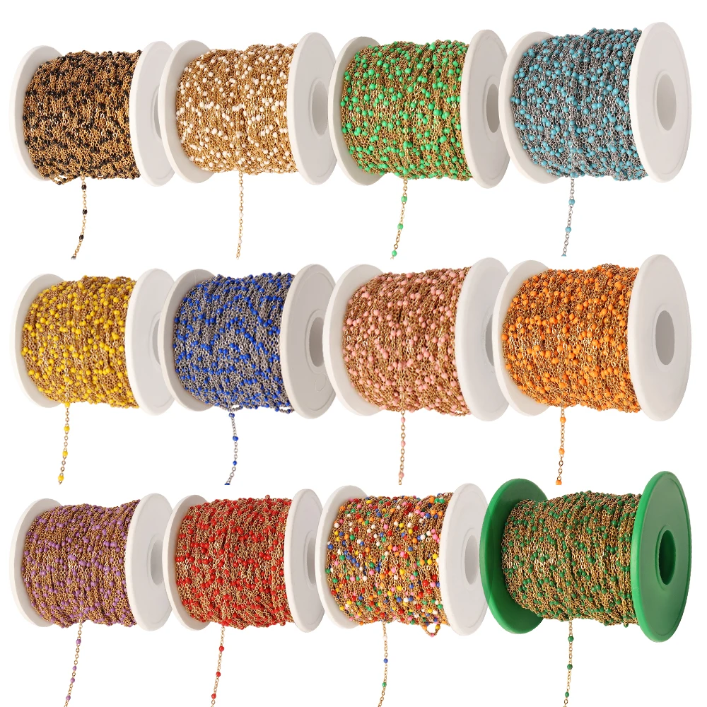 Enamel Beads Chains Jewelry Making Stainless Steel | Stainless Steel ...