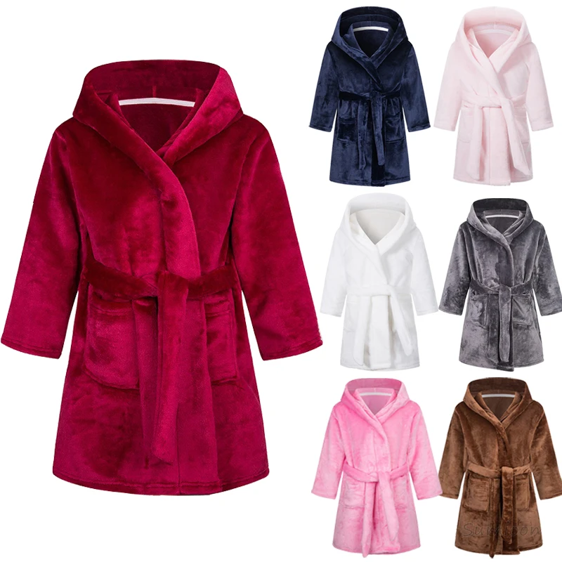 Winter Christmas Bath Robe For Girls Pajamas Animal Hooded Robes ...