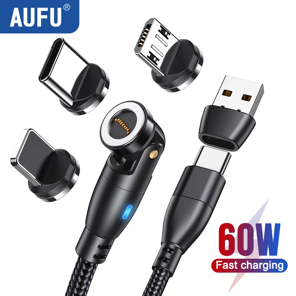 AUFU-Magnetic-Type-C-Cable-60W-Fast-Charging-Micro-Type-C-Cable-for ...