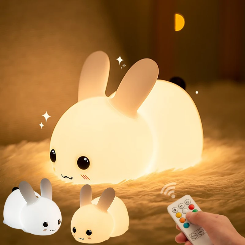 Dimmable Silicone Rabbit Night Lights Usb Rechargeable Lamps For Baby ...