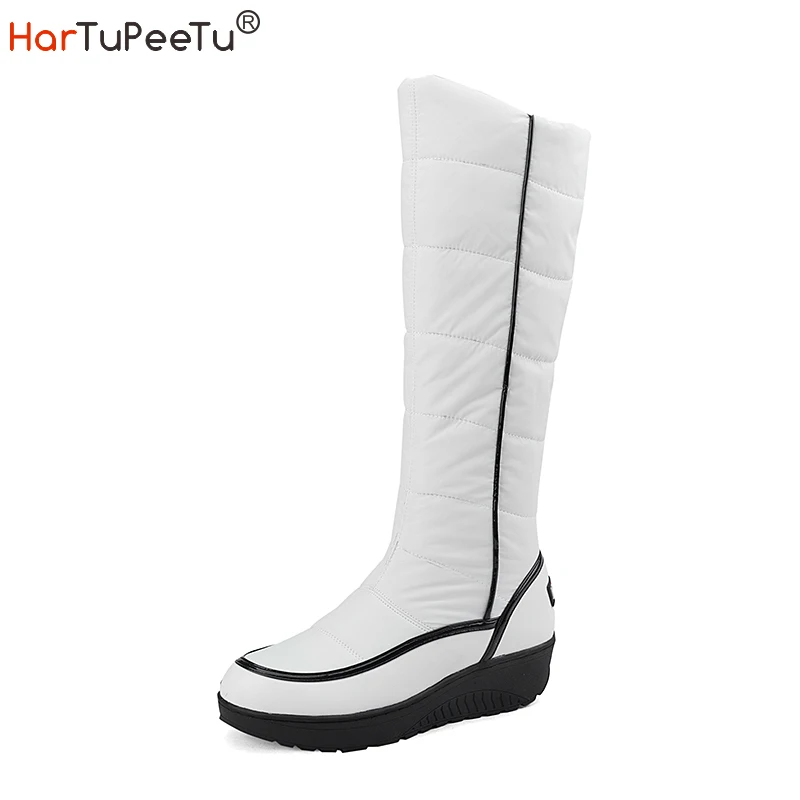 Frost-Winter-Warm-Snow-Boots-Women-White-Black-Red-Knee-High-Booties ...