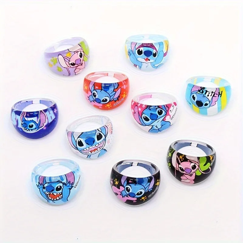 10pcs-Disney-Stitch-Ring-Cartoon-Stitch-Printed-Acrylic-Children-s-Ring ...