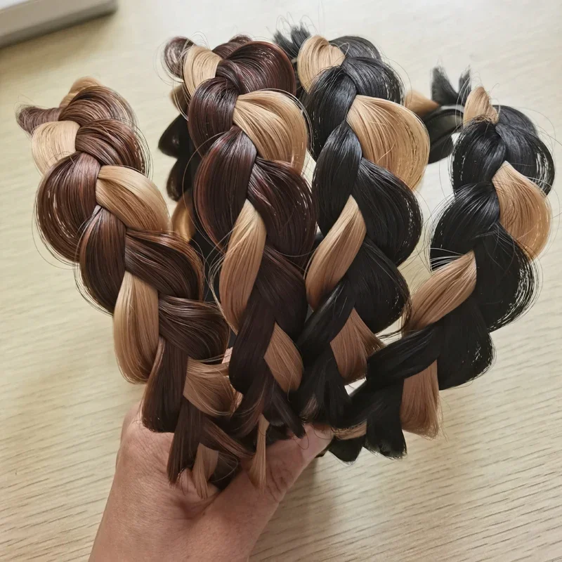 Peluca-trenzada-con-personalidad-de-dos-colores-diadema-trenzada-de ...