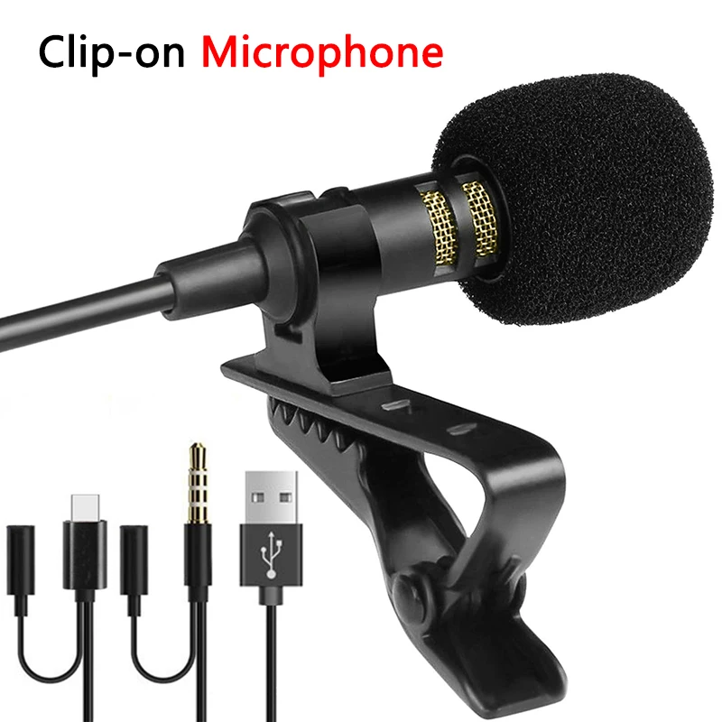 Lavalier 3.5mm Mini Microphone USB Condenser Professional Microphone ...