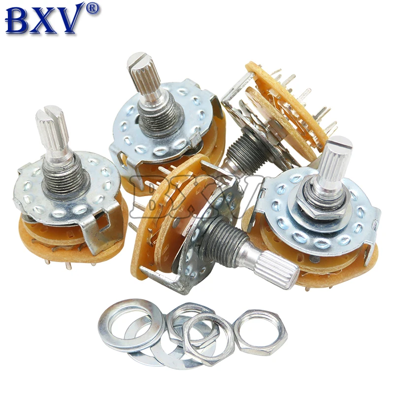 2PCS RS25 Band Switch 2P4T 2P5T 2P6T 3P3T 3P4T Mount Rotary Switch ...