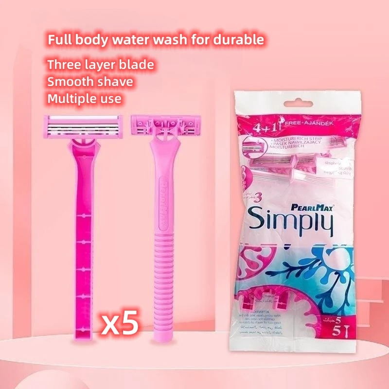 5pcs-Simply-Razor-Set-Pink-Portable-Travel-Disposable-Manual-Razor ...