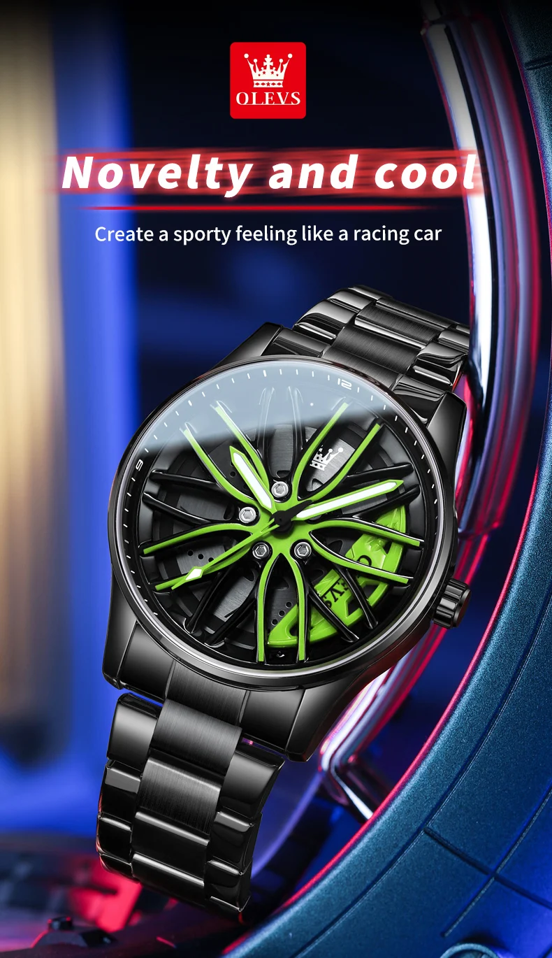 OLEVS 9937 Hip Hop Car Wheel Watch Price in Bangladesh | ShopZ