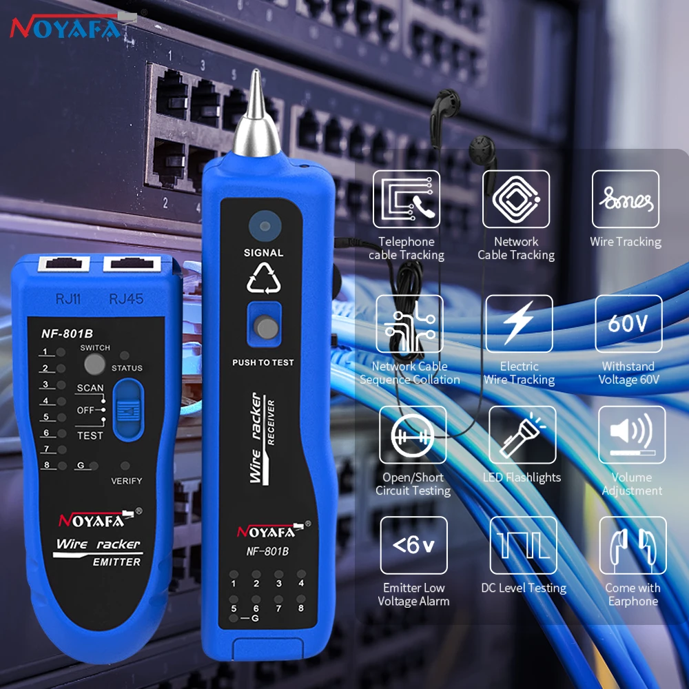 Noyafa Nf-801b Rj11 Rj45 Telephone Wire Finder Tracer Toner Ethernet ...